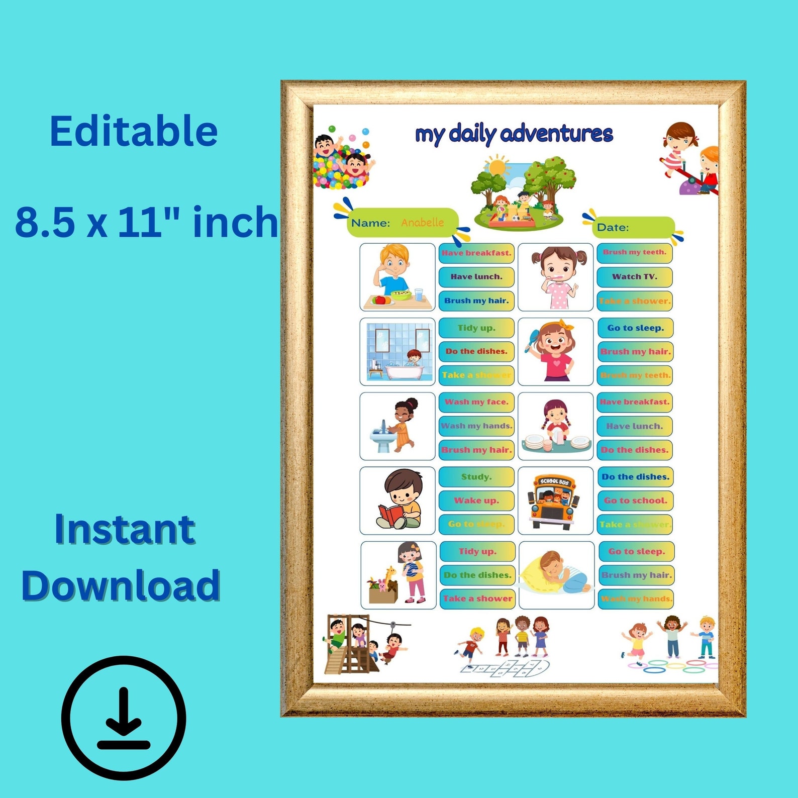 Printable PDF Duo: Chore Chart & Random Acts of Kindness Checklist ...