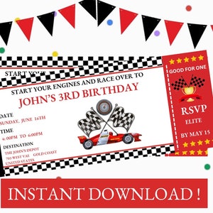 Race Car Birthday Invitation, Personalized Racing Party Invite ...