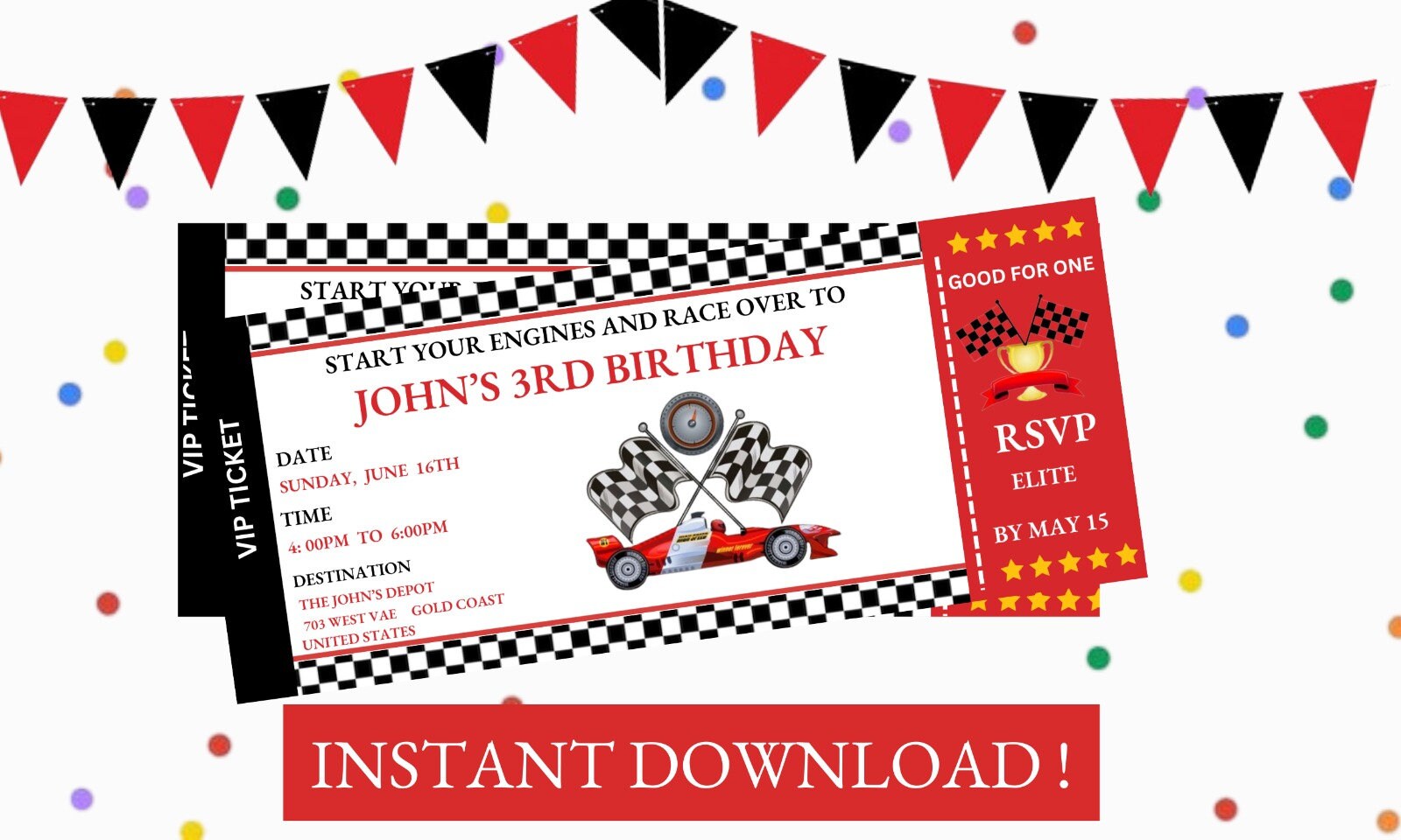 Race Car Birthday Invitation, Personalized Racing Party Invite ...