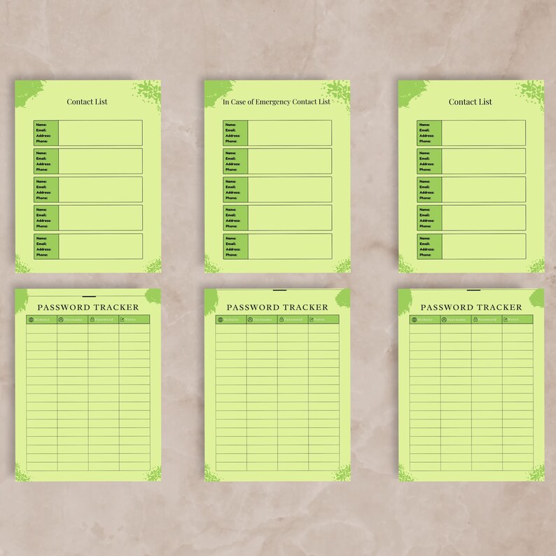 Password Tracker & Contact List Printable | Emergency Contacts List PDF ...