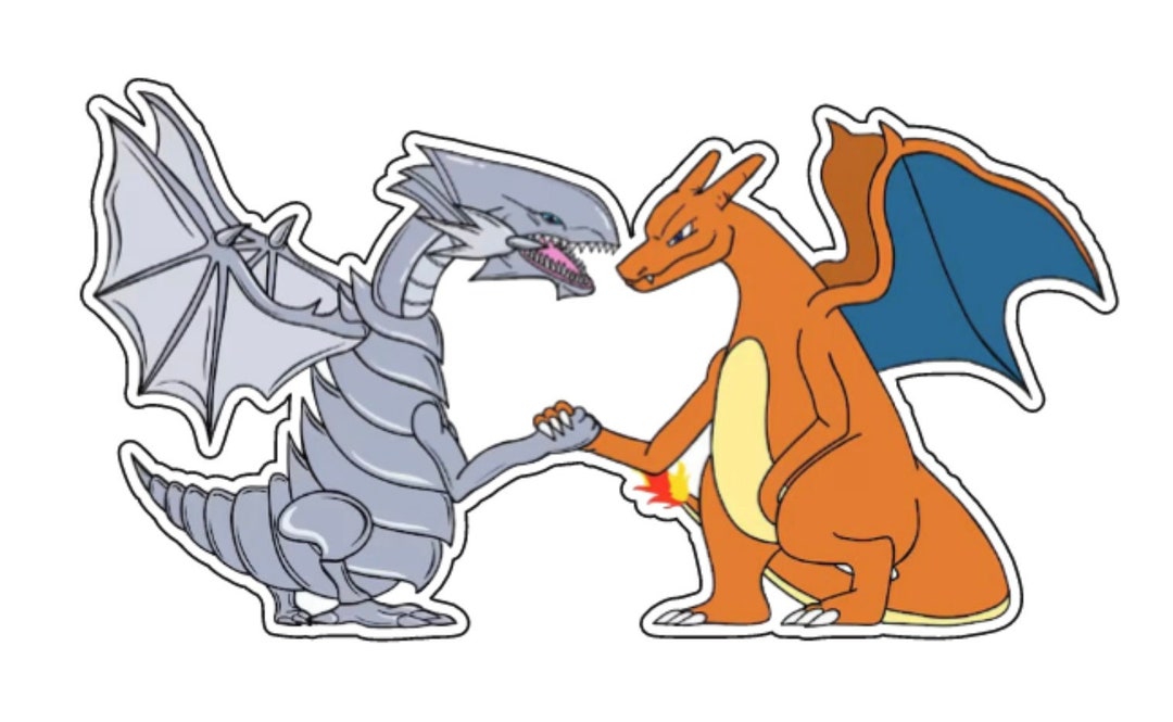 Blue Eyes White Dragon & Charizard Waterproof Vinyl Sticker - Etsy