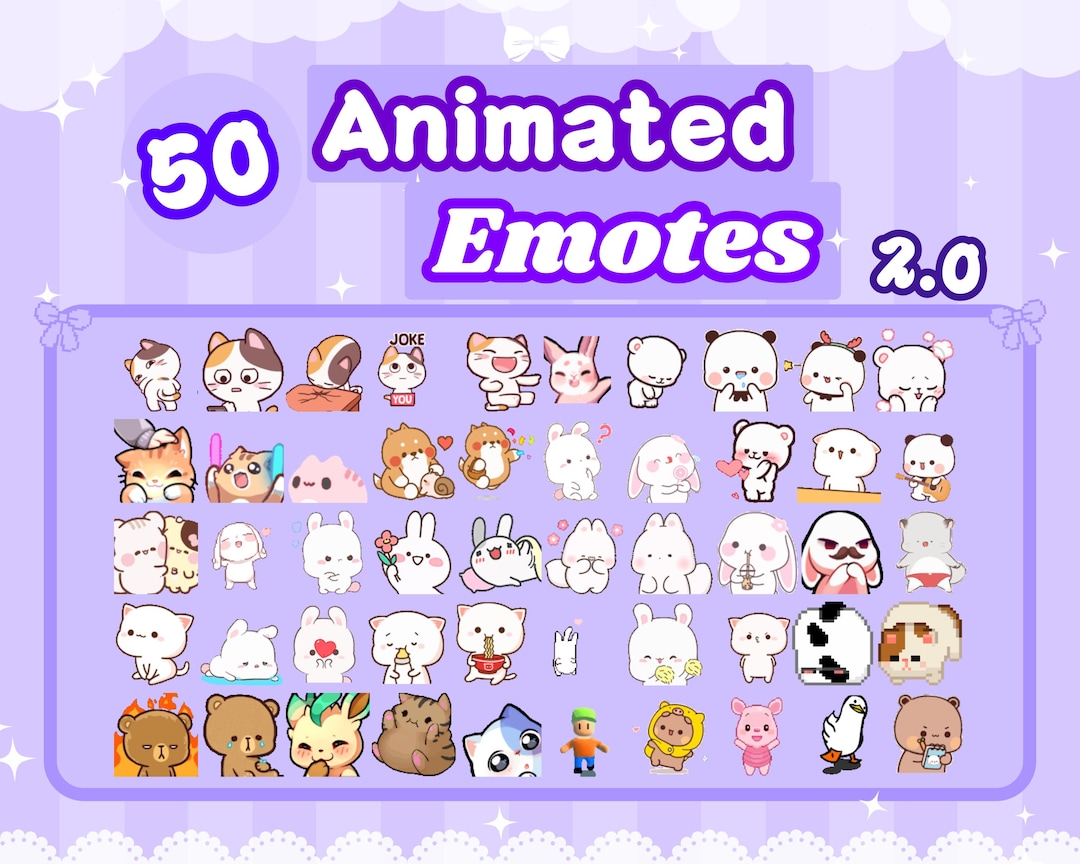 50 ANIMATED CUTE EMOTES Version 2.0 Package | for Discord and Twitch ...