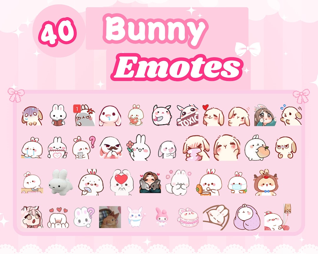 40 BUNNY EMOTES Cute PACK | for Discord and Twitch | Cute & Kawaii ...