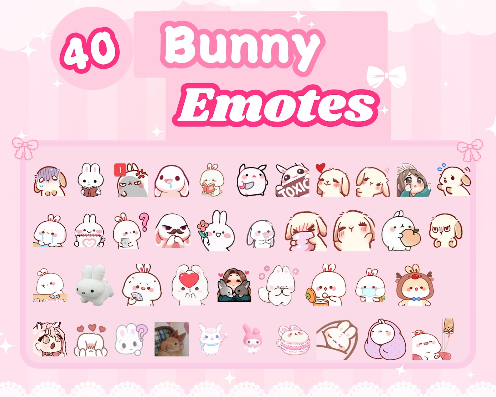 40 BUNNY EMOTES Cute PACK | for Discord and Twitch | Cute & Kawaii ...