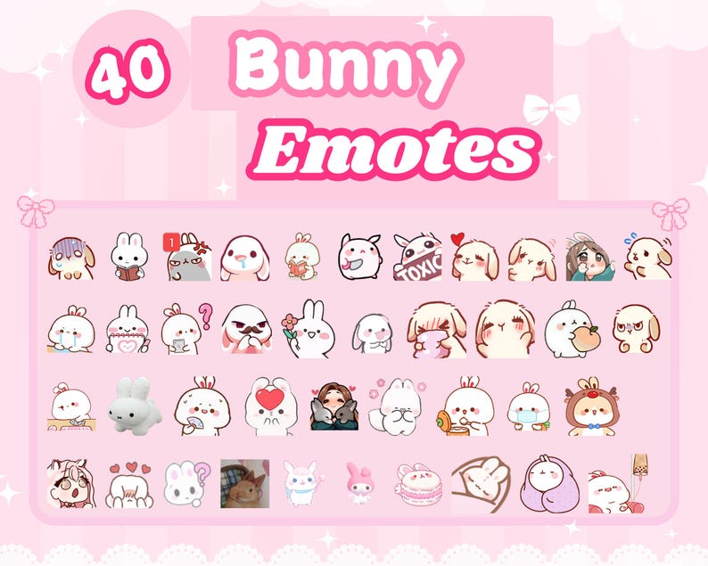 40 BUNNY EMOTES Cute PACK | for Discord and Twitch | Cute & Kawaii ...
