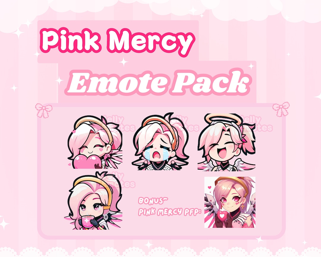 Pink Mercy Emotes Pack | for Discord and Twitch | Cute & Kawaii ...