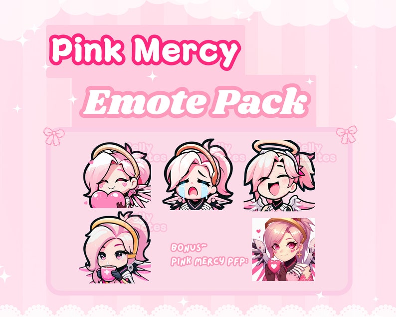 Pink Mercy Emotes Pack for Discord and Twitch Cute & Kawaii Twitch ...