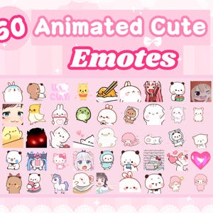 50 ANIMATED CUTE EMOTES Package | for Discord and Twitch | Cute ...