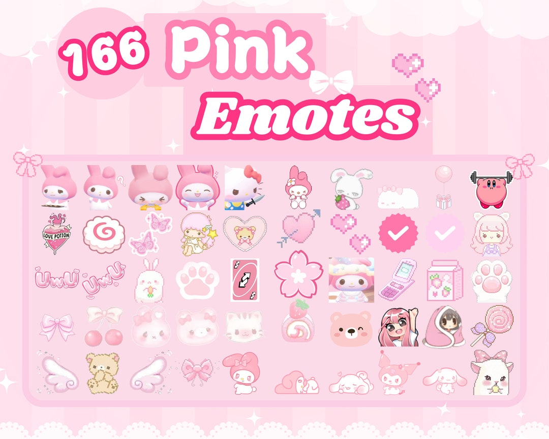 166 PINK EMOTES PACK | for Discord and Twitch | Cute & Kawaii | Twitch ...