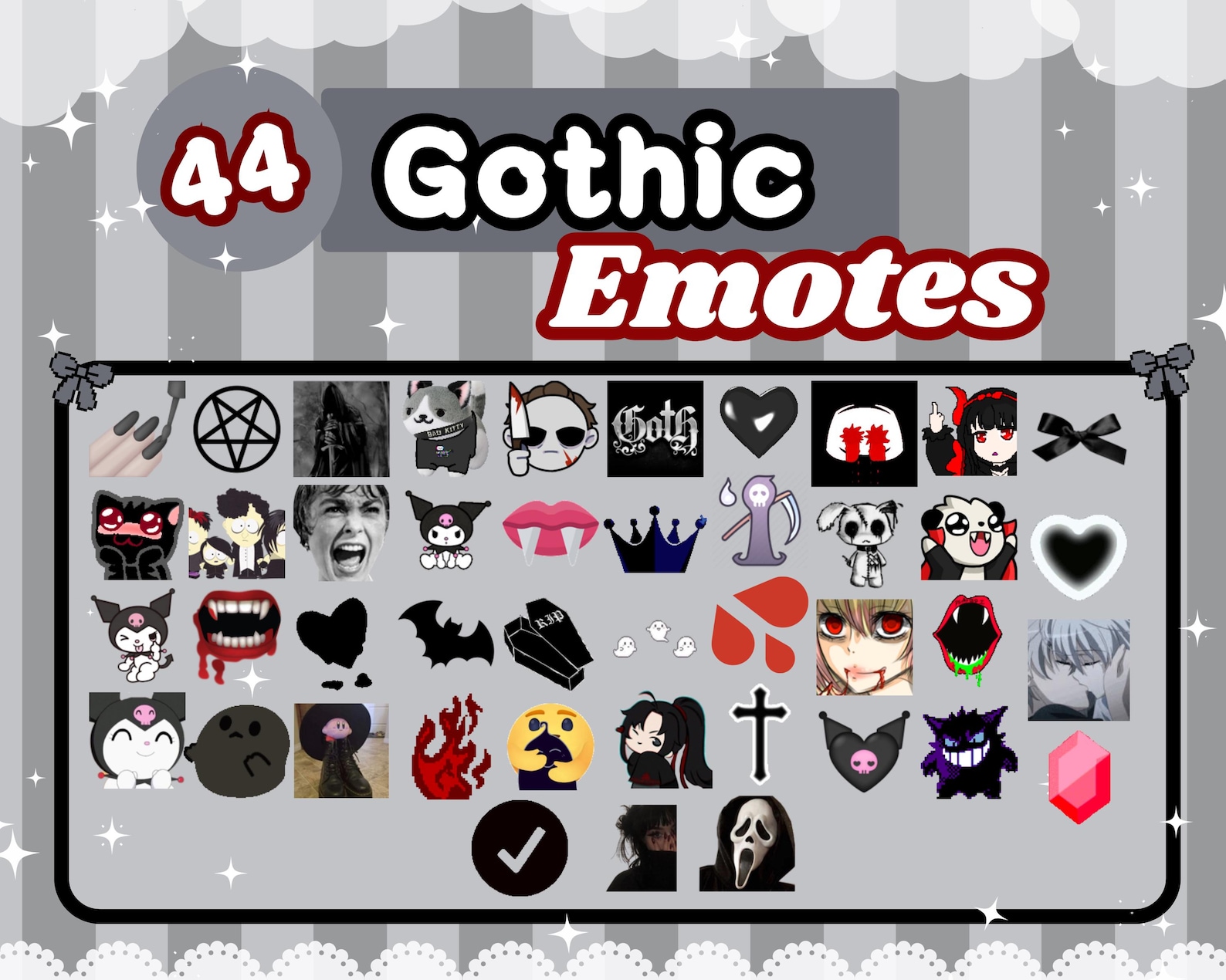44 Gothic Emotes PACK | for Discord and Twitch | Goth Emo Dark | Twitch ...
