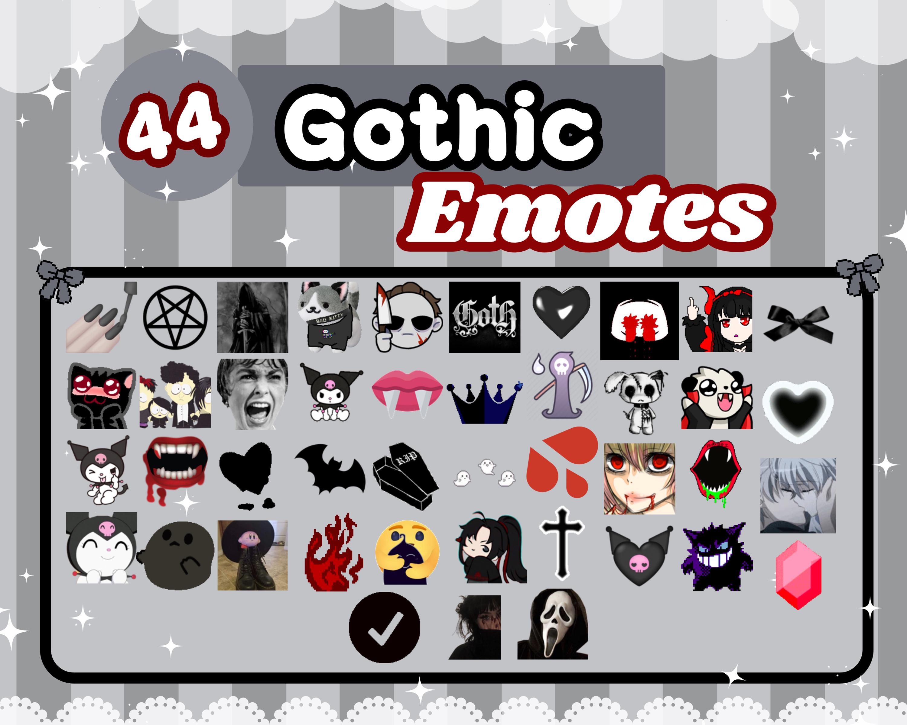 44 Gothic Emotes PACK | for Discord and Twitch | Goth Emo Dark | Twitch ...