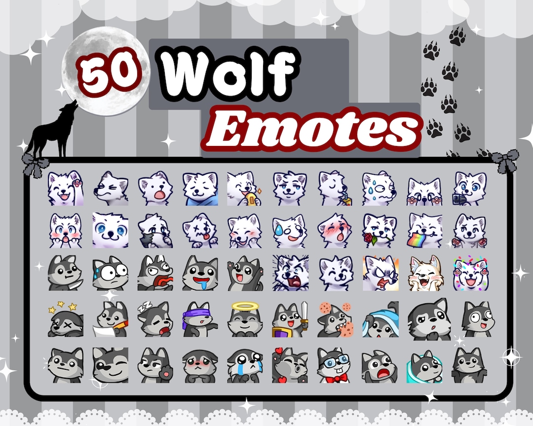 50 WOLF EMOTES PACK | for Discord and Twitch | Wolf Furry Emote ...