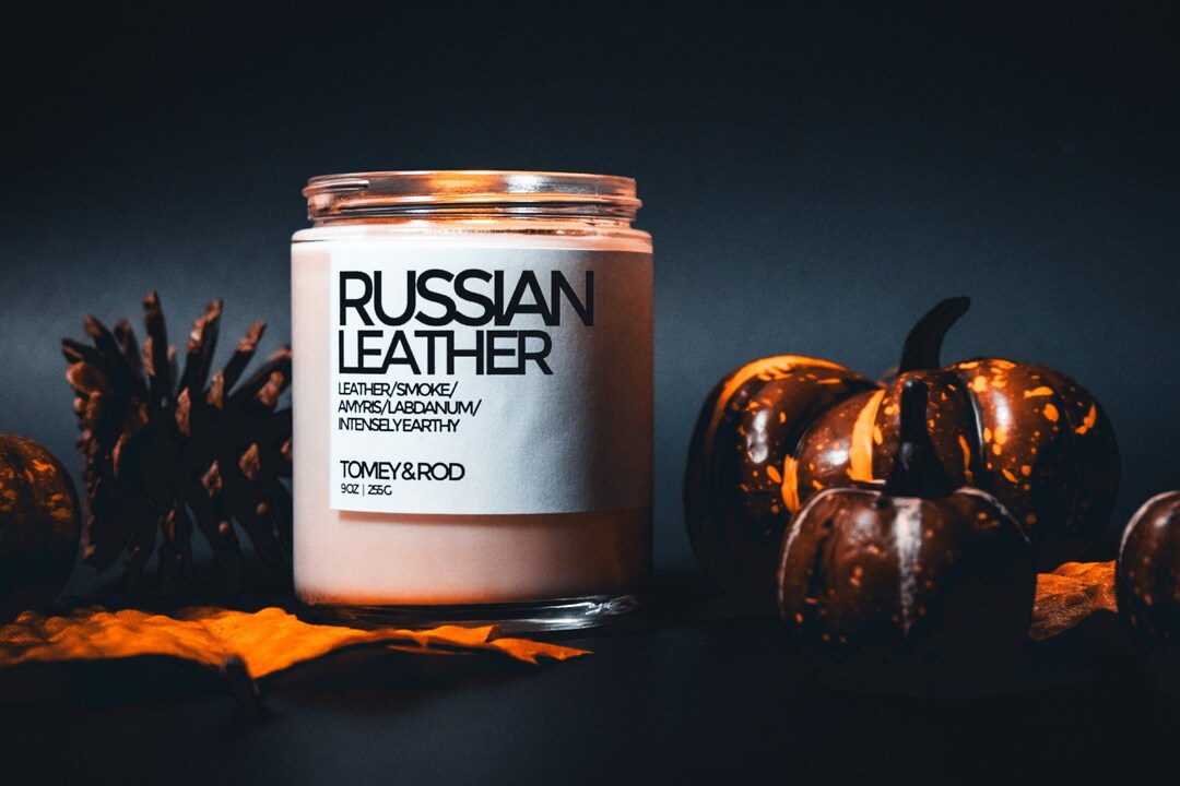 Russian Leather Handmade Soy Candle Vegan | Natural Soy Wax Candle ...