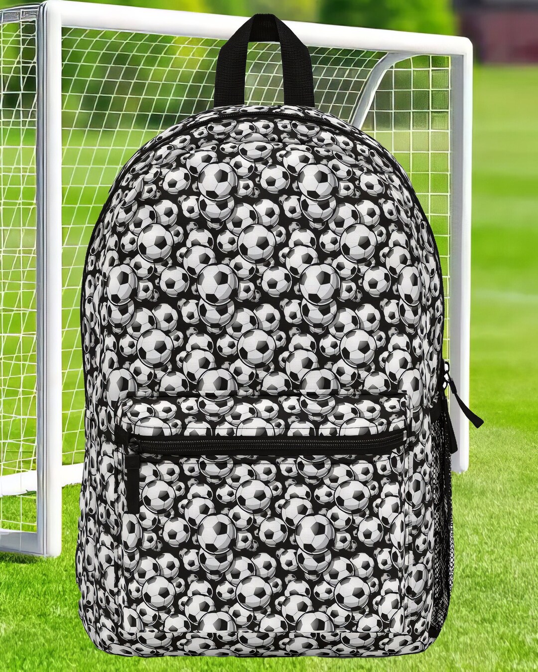 Soccer Ball Pattern Backpack Bold Soccer School Bag With All-over Print ...
