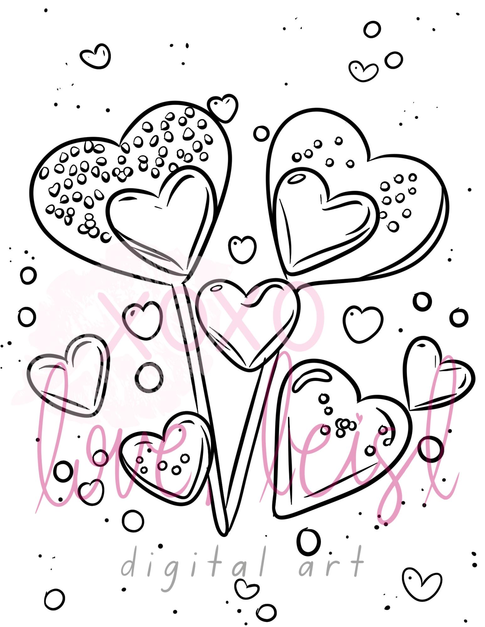 Adorable Hand Drawn, Printable Valentines Coloring Pages - Etsy