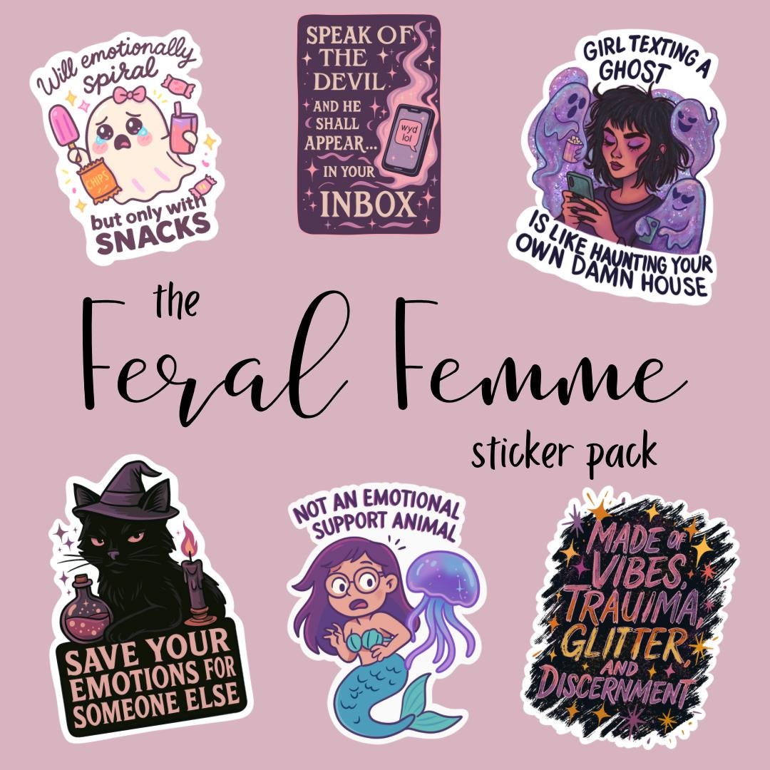 Feral Feminine Sticker Pack | Set of 6 Die-cut Vinyl Stickers | Sassy ...