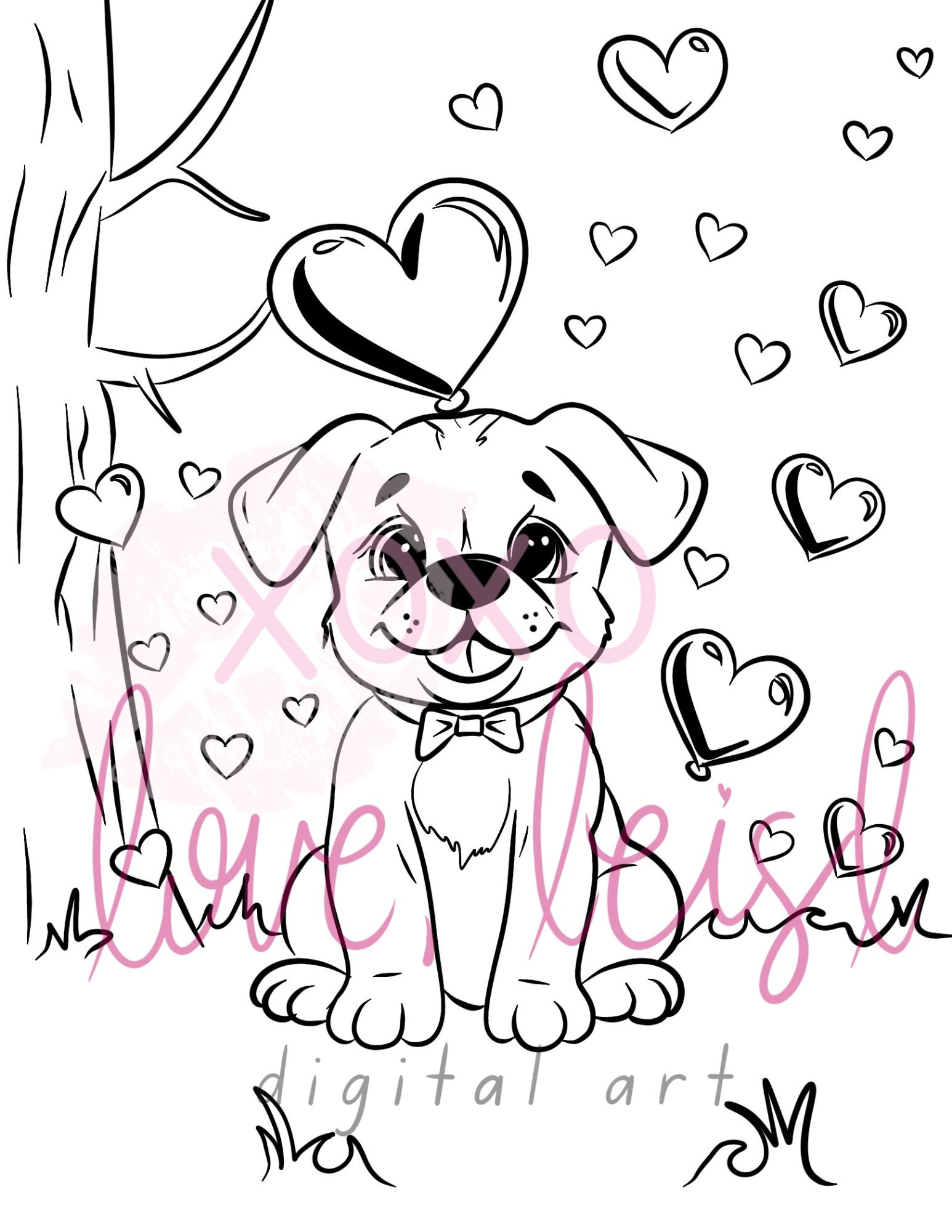 Adorable Hand Drawn, Printable Valentines Coloring Pages - Etsy