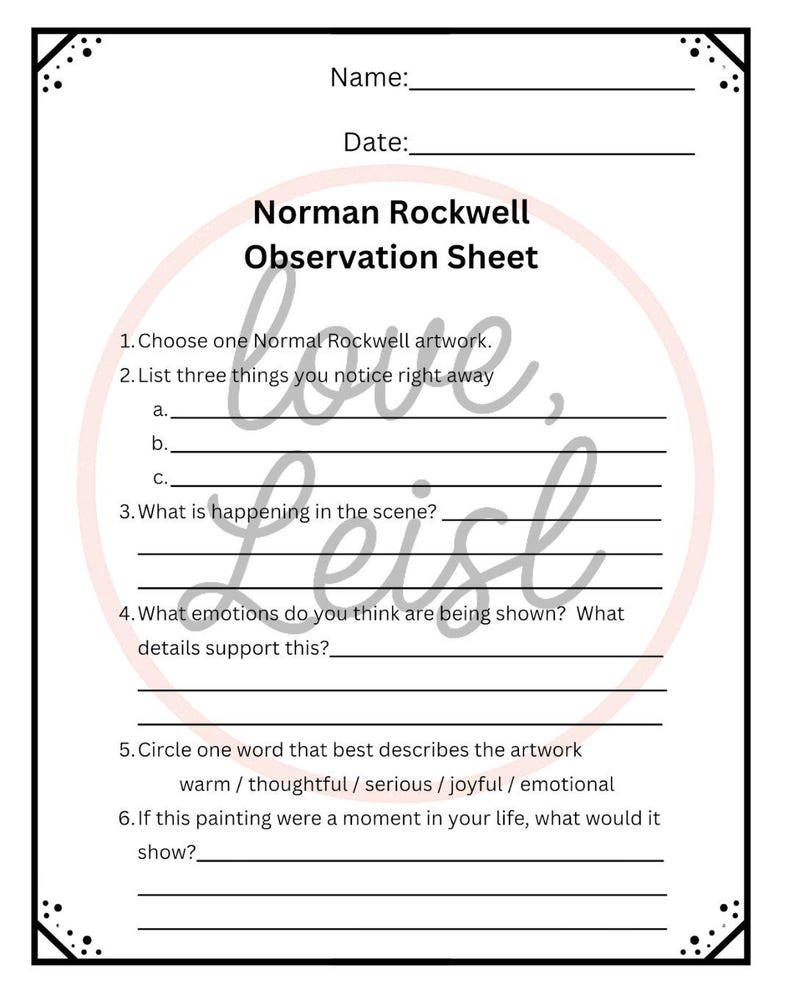 Norman Rockwell Art History Lesson Kit | Printable Classroom Guide (PDF ...
