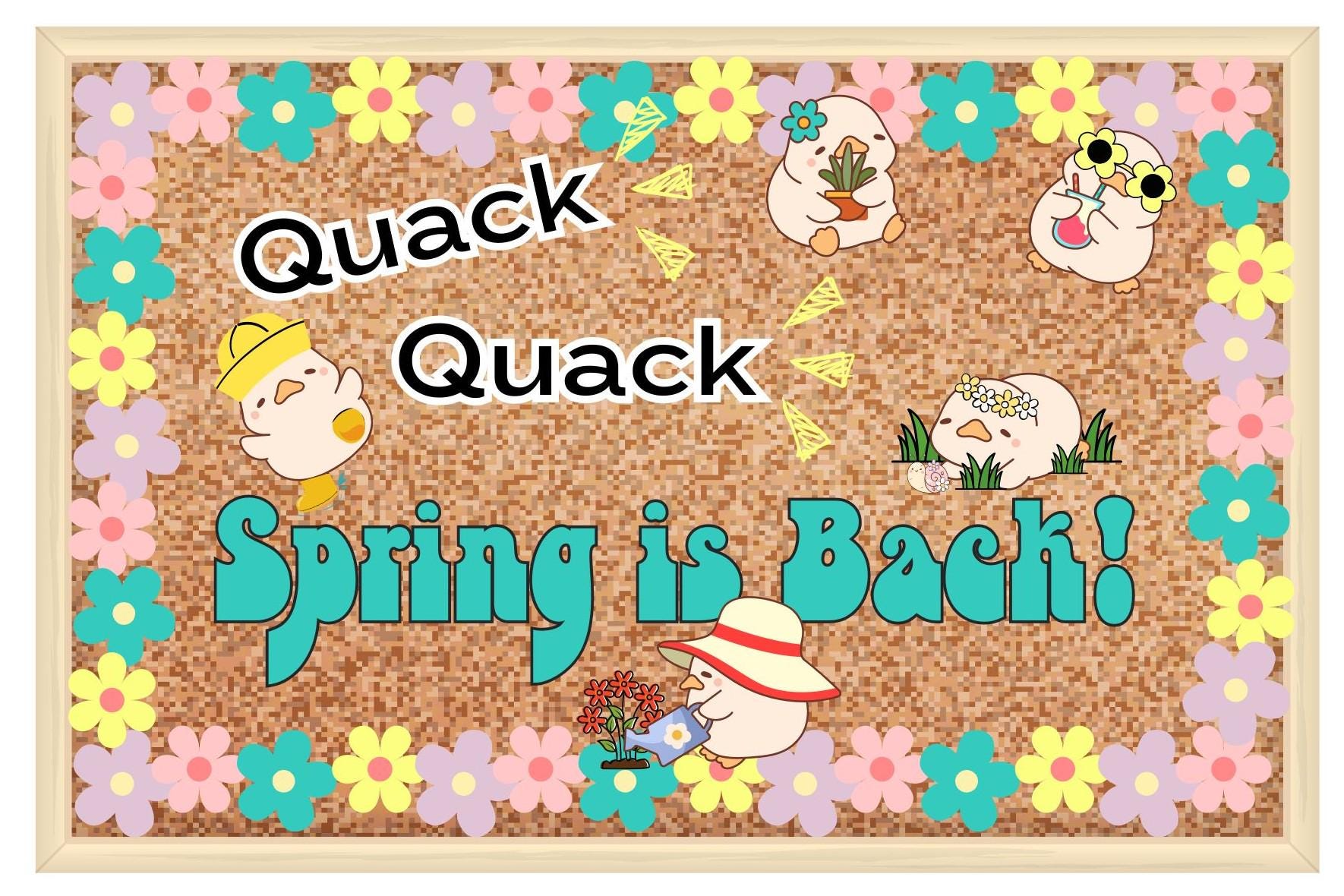 Quack Quack, Spring is Back! Printable Bulletin Board Kit With Adorable ...