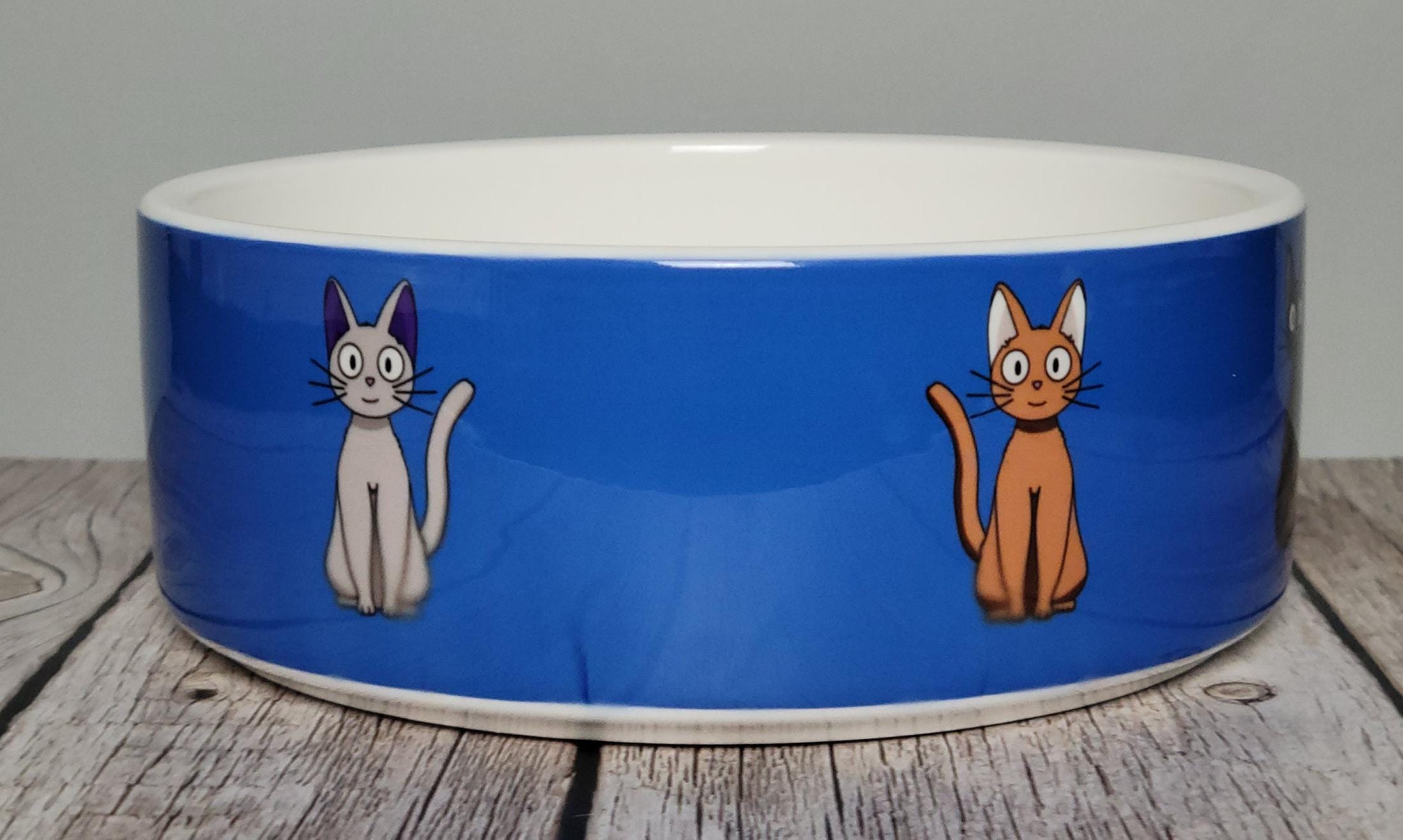 Blue Cat Bowl Cute Cat Bowl Artwork Cat Bowl Pet Feeding and Water Bowl ...