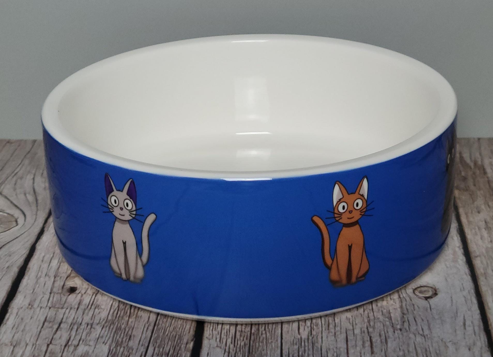 Blue Cat Bowl Cute Cat Bowl Artwork Cat Bowl Pet Feeding and Water Bowl ...
