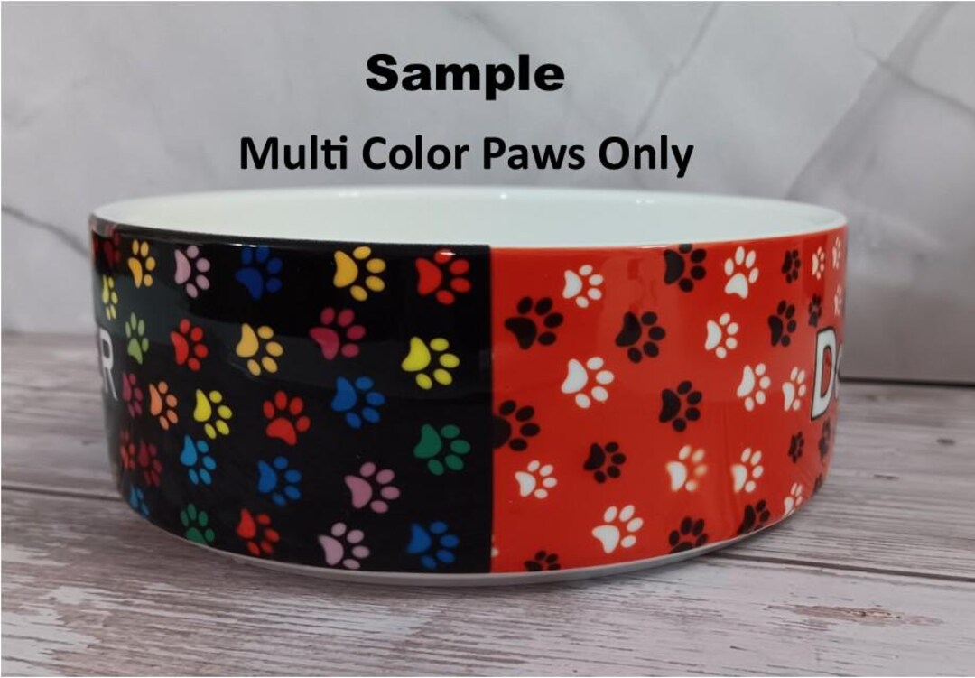 Multi Color Paws Two Split Background Colors | Custom Pet Bowl | Paws ...