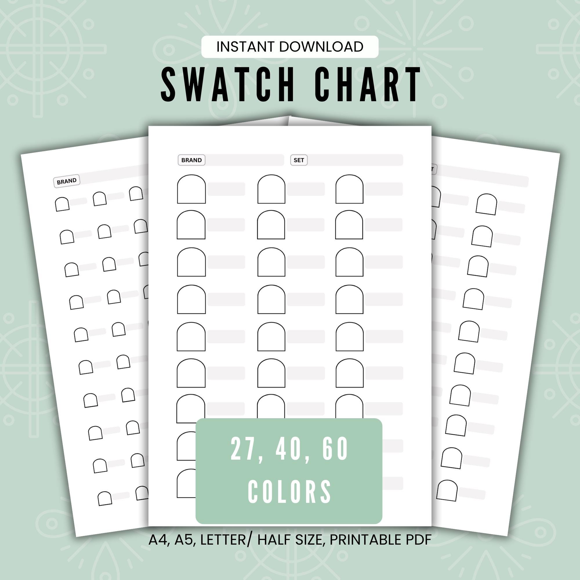 Color Swatch Chart Blank Color Chart Printable Color Swatch Template ...