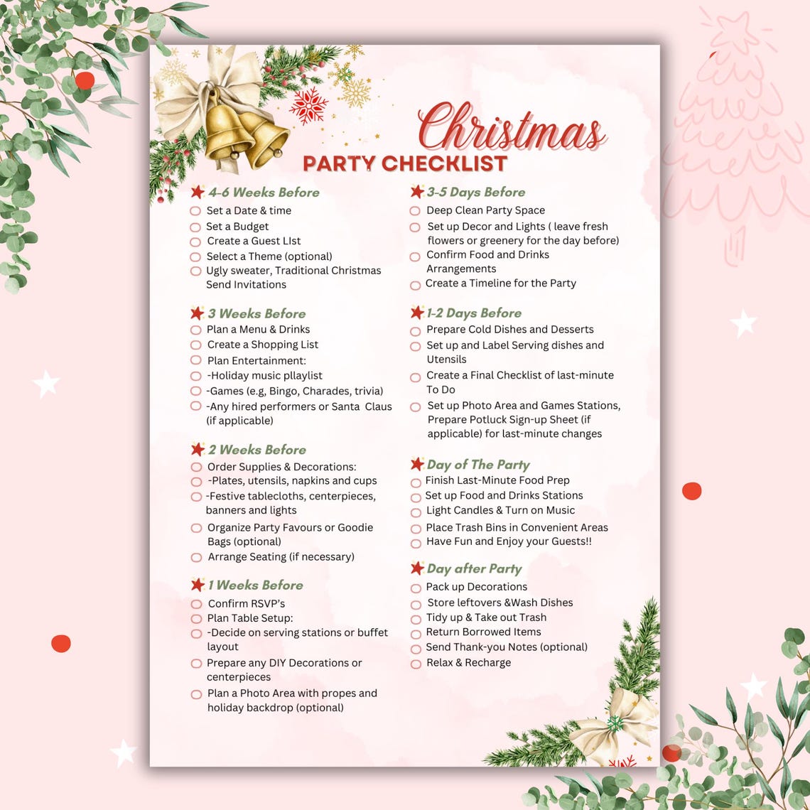 Christmas Party, Party Checklist, Menu Planner & Potluck Sign-up Sheet ...