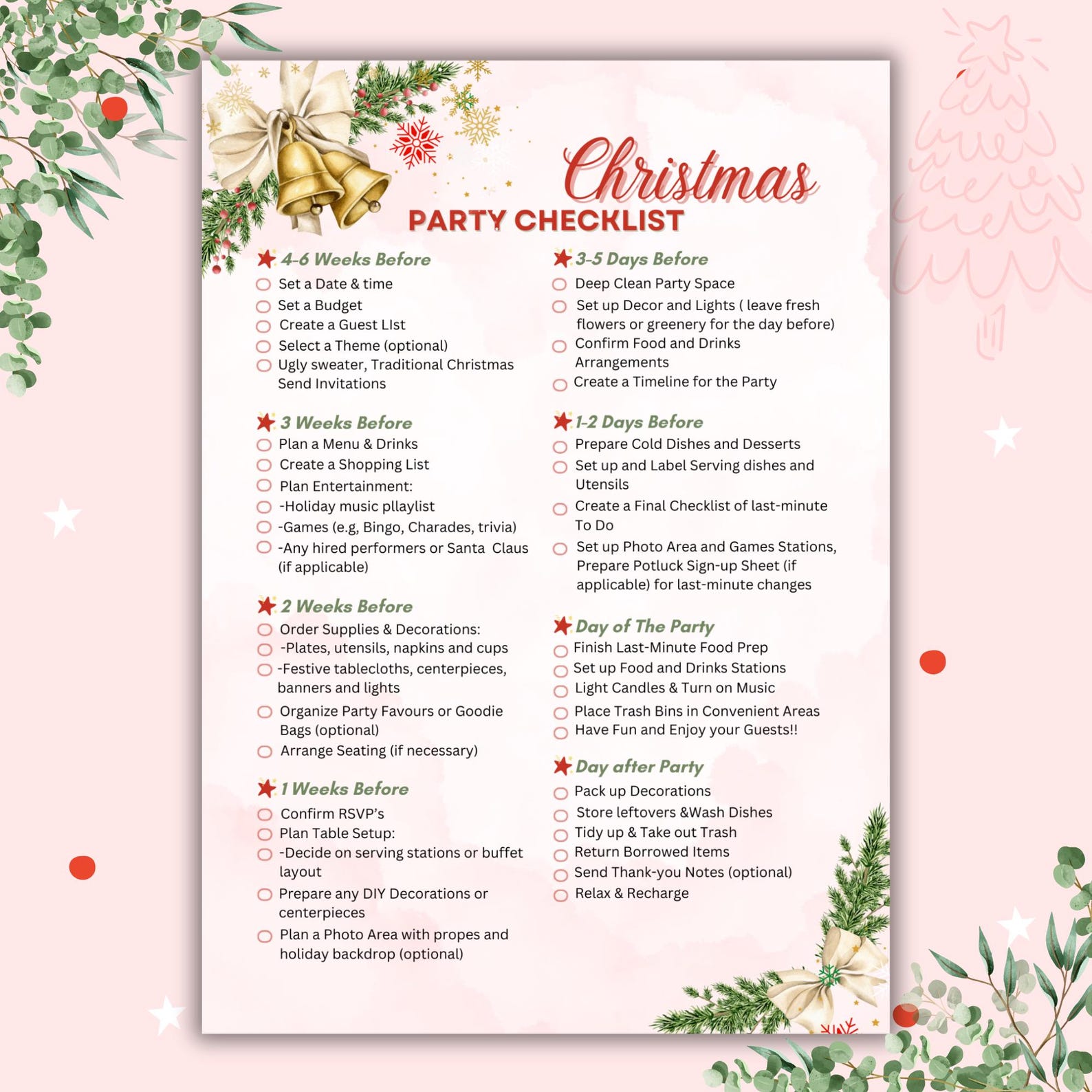 Christmas Party, Party Checklist, Menu Planner & Potluck Sign-up Sheet ...