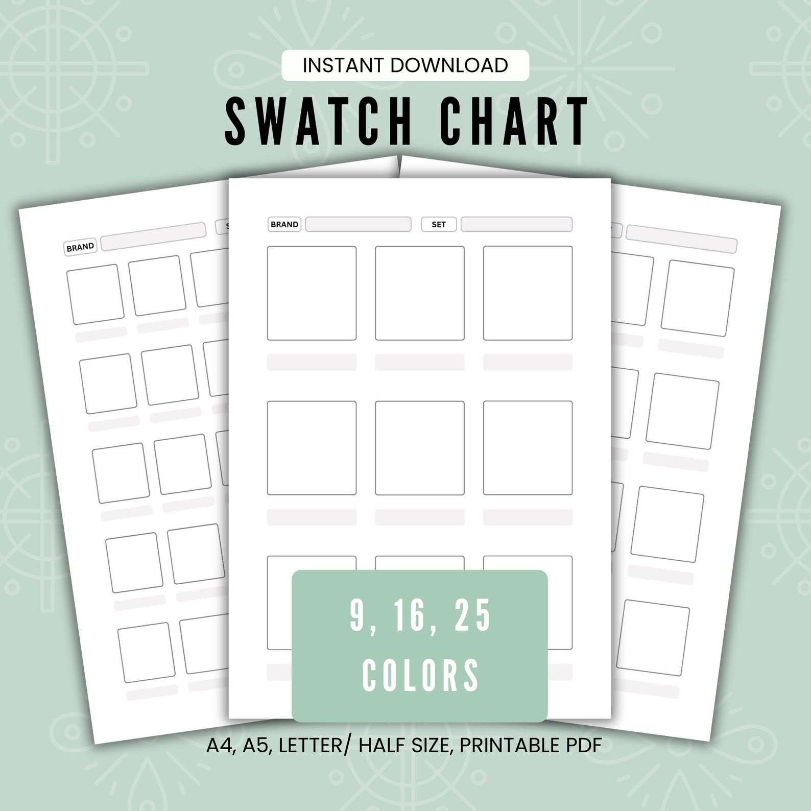 Color Swatch Chart Blank Color Chart Printable Color Swatch Template ...