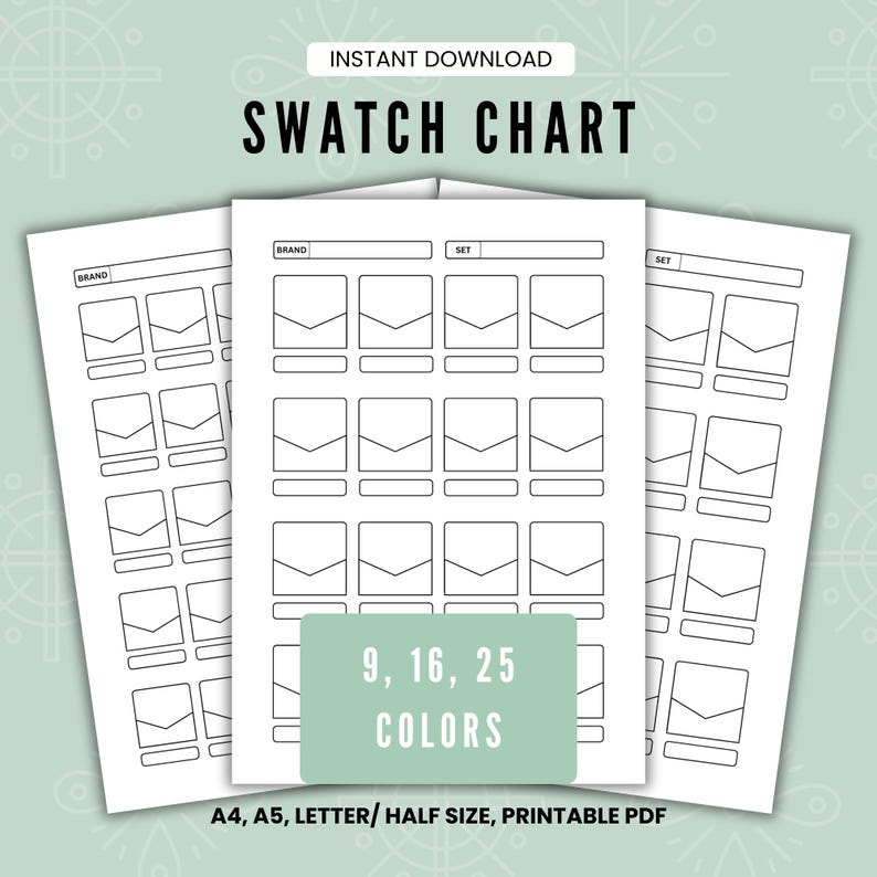 Color Swatch Chart Blank Color Chart Printable Color Swatch Template ...