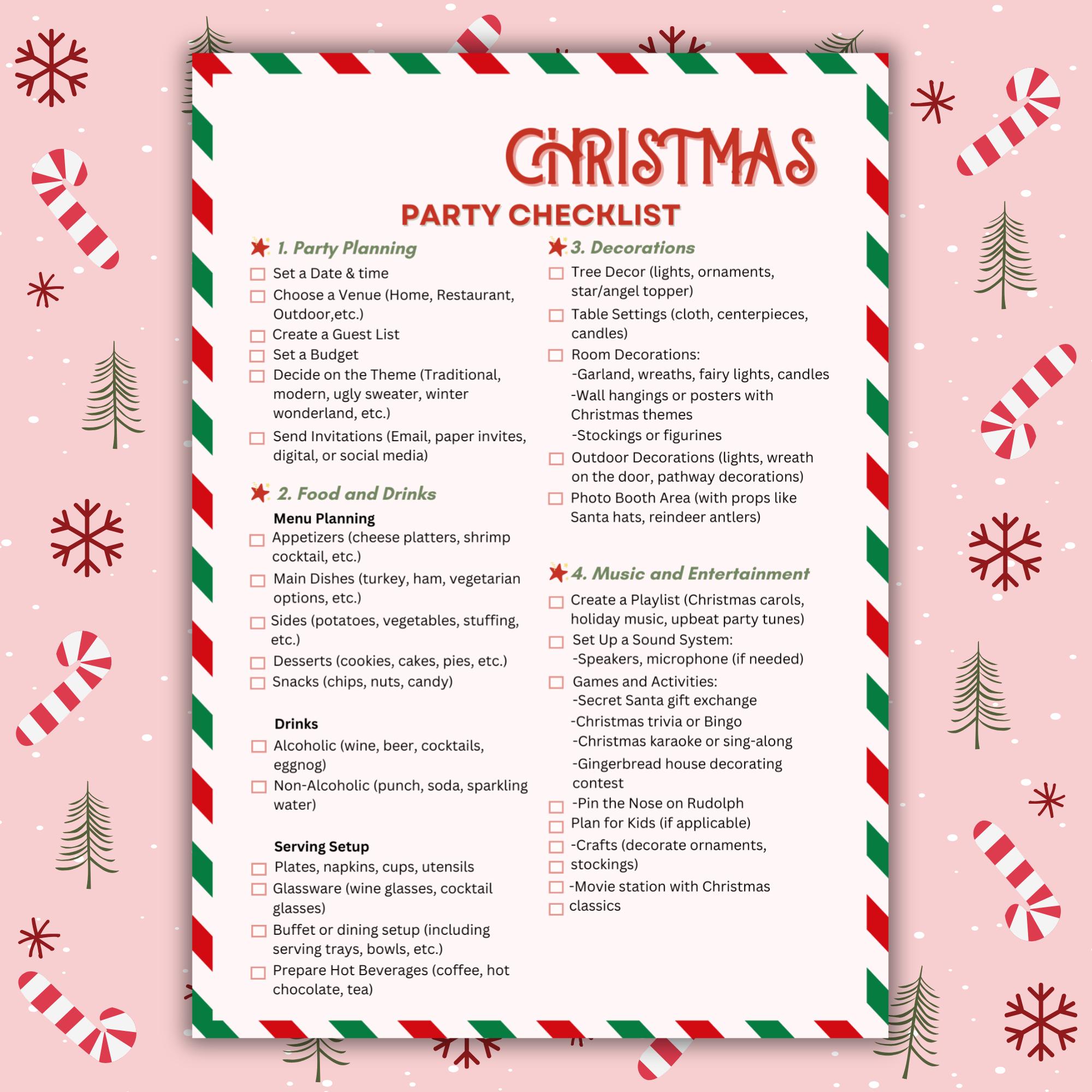 Christmas Party Checklist/todolist, Menu Planner & Potluck Sign-up ...