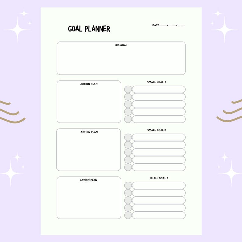 Simple Goal Planner, SMART Goals Worksheet (printable PDF) - Etsy