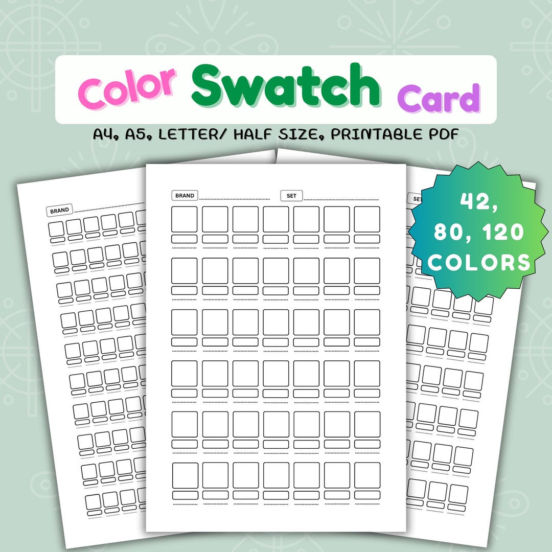 Color Swatch, Blank Color Palette, Pattern Color Swatch Chart Printable ...
