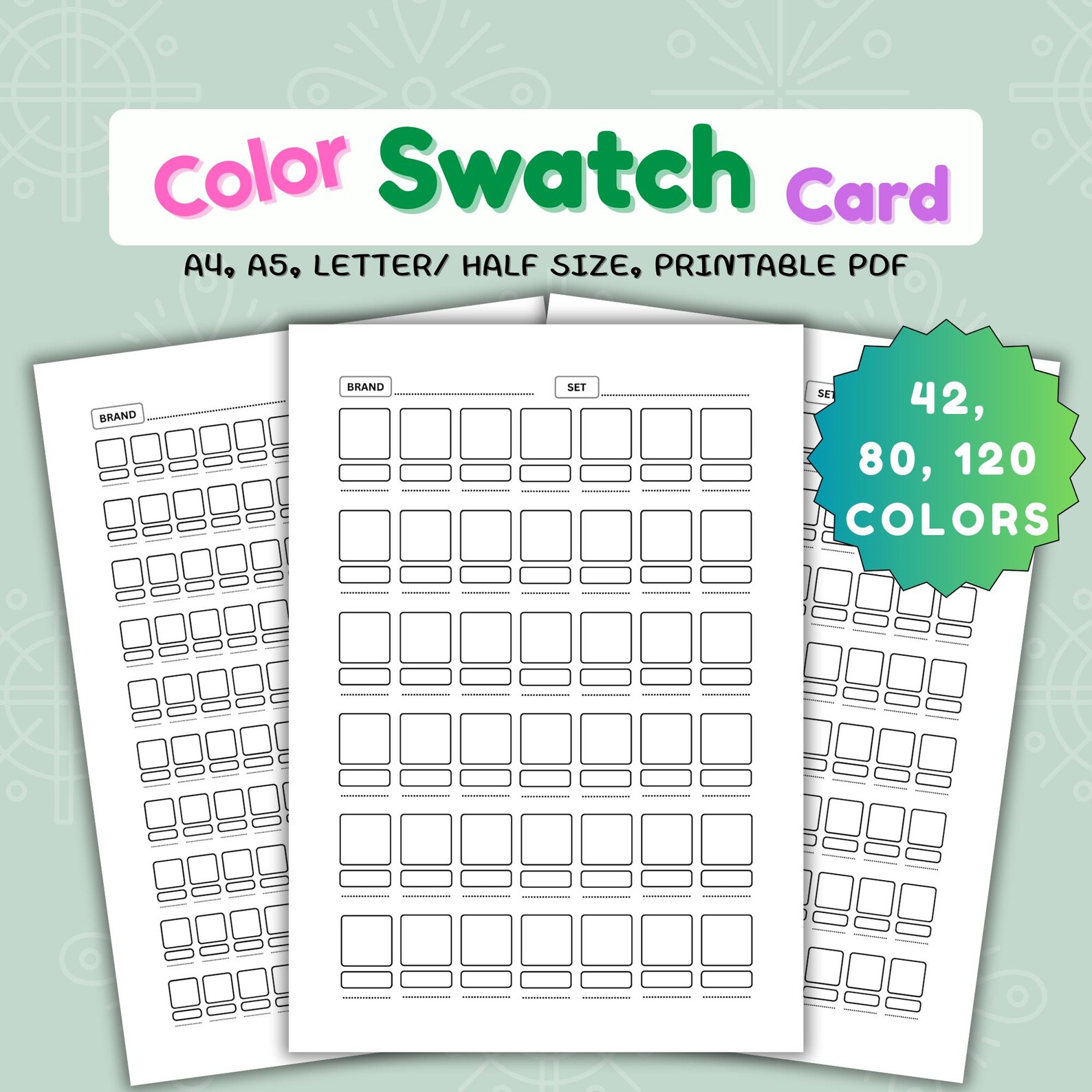 Color Swatch, Blank Color Palette, Pattern Color Swatch Chart Printable ...
