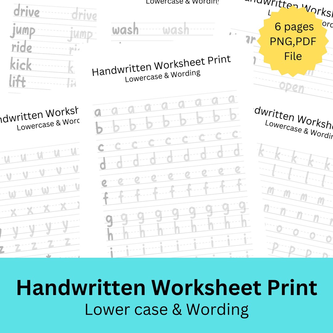 Handwritten Scribble Worksheets 6 Page, Hand Lettering Alphabet ABC ...
