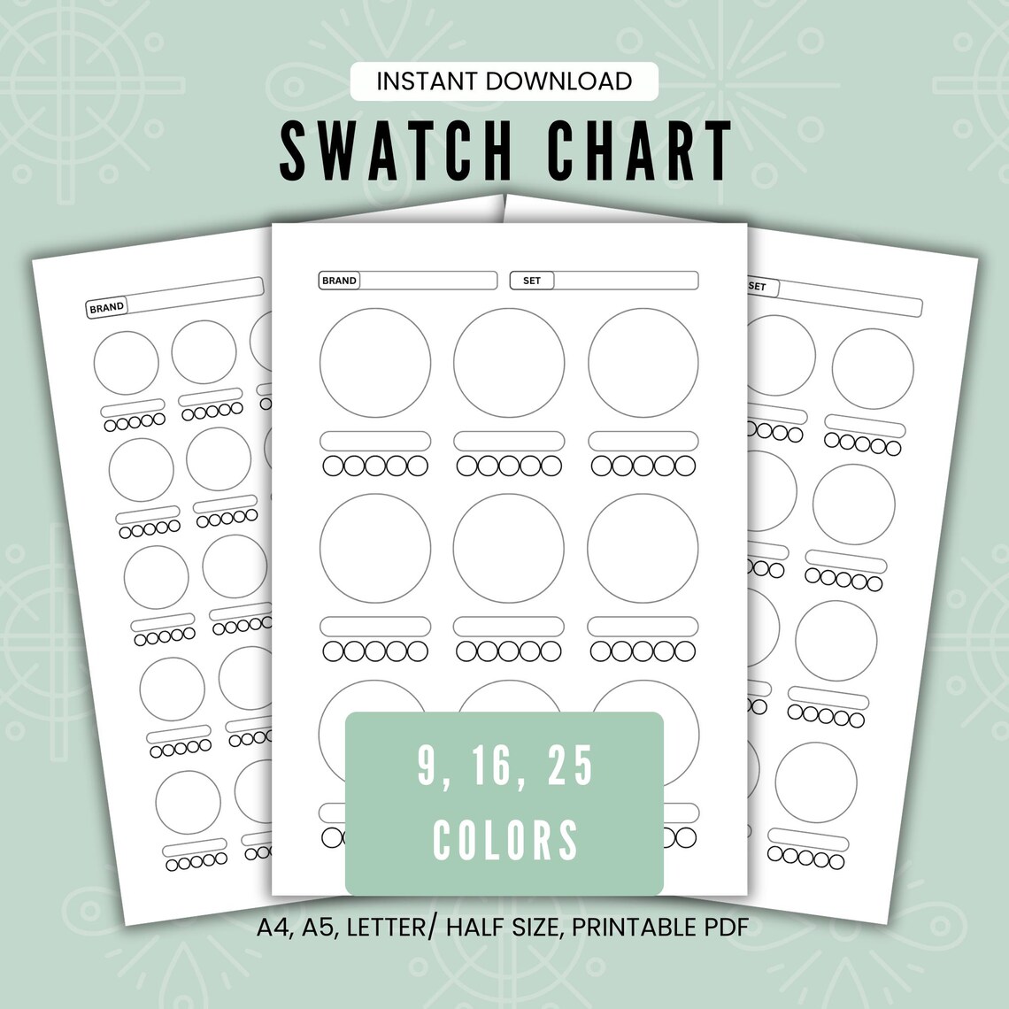 Color Swatch Chart Blank Color Chart Printable Color Swatch Template ...