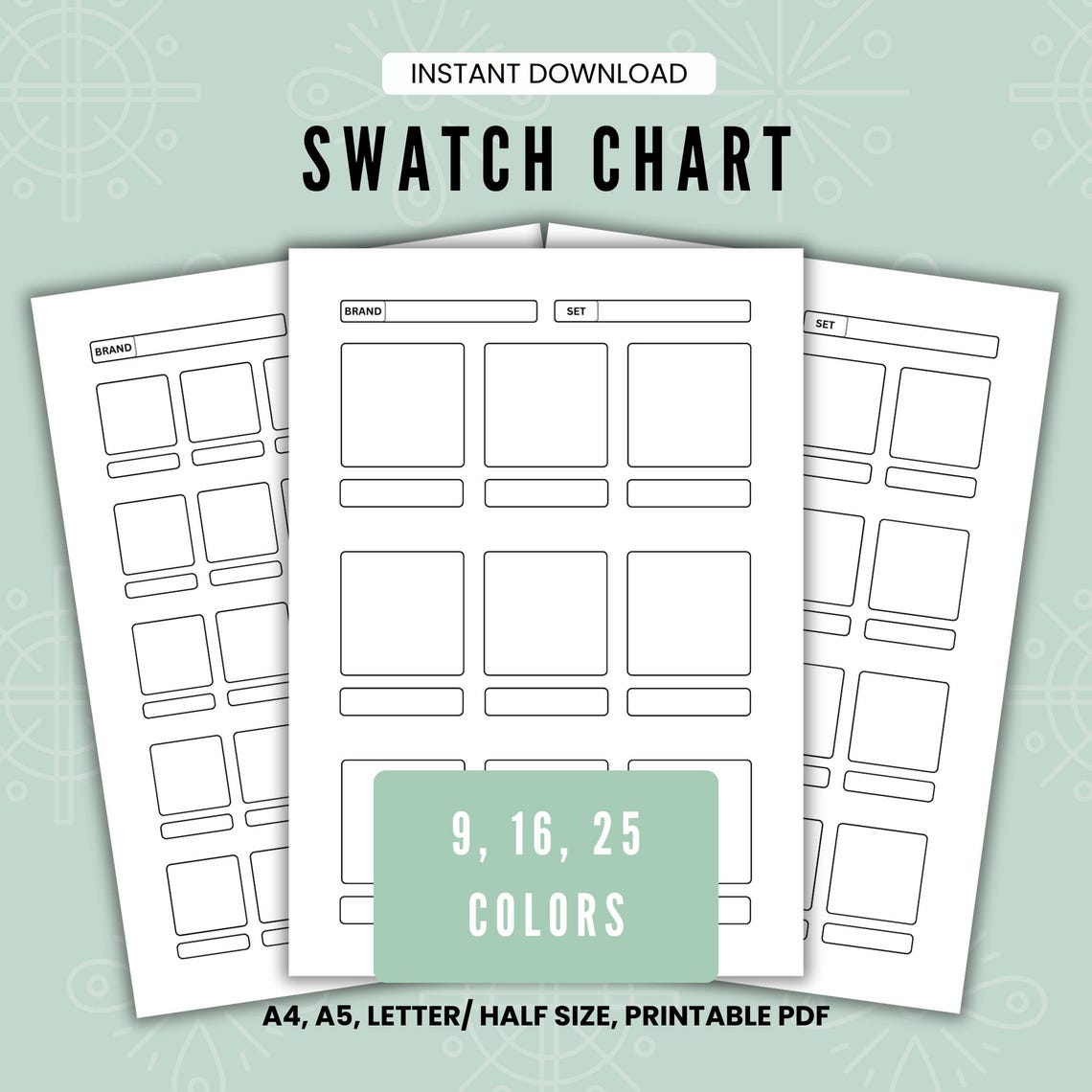 Blank Color Swatch Chart Set (printable PDF) - Etsy