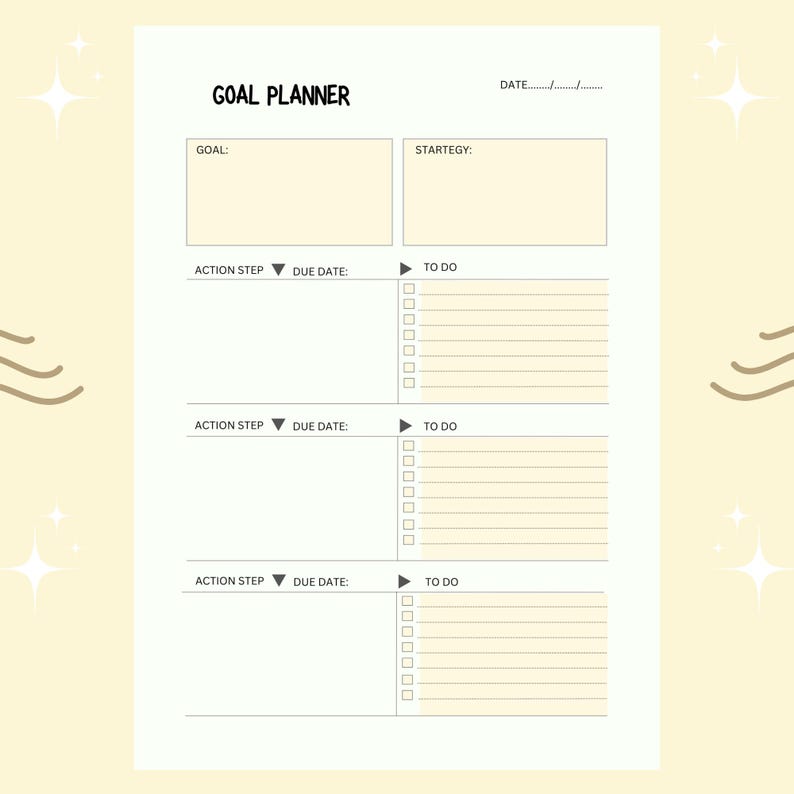 Simple Goal Planner Worksheet, SMART Goals (printable PDF) - Etsy