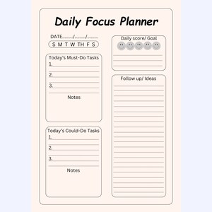 Minimallist Daily Planner Printable, Daily to Do List for Work/ Home ...