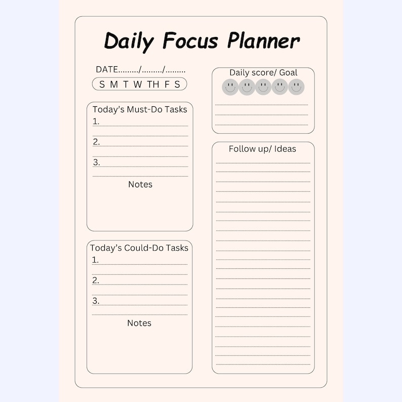 Minimallist Daily Planner Printable, Daily to Do List for Work/ Home ...