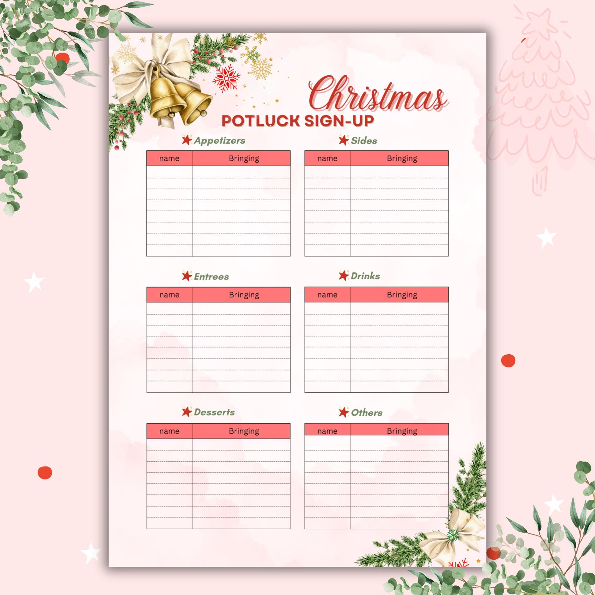 Christmas Party, Party Checklist, Menu Planner & Potluck Sign-up Sheet ...