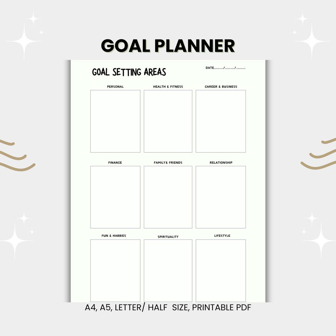 Printable Goal Settings Worksheet, Simple Goal Planner, SMART Goals ...