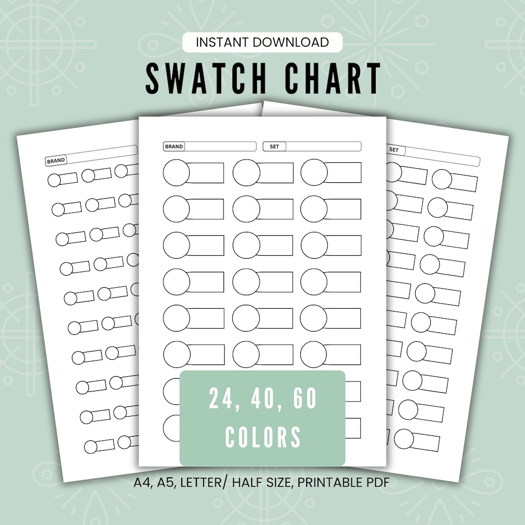Blank Color Swatch Chart Set - Artist Palette Template (PDF) - Etsy
