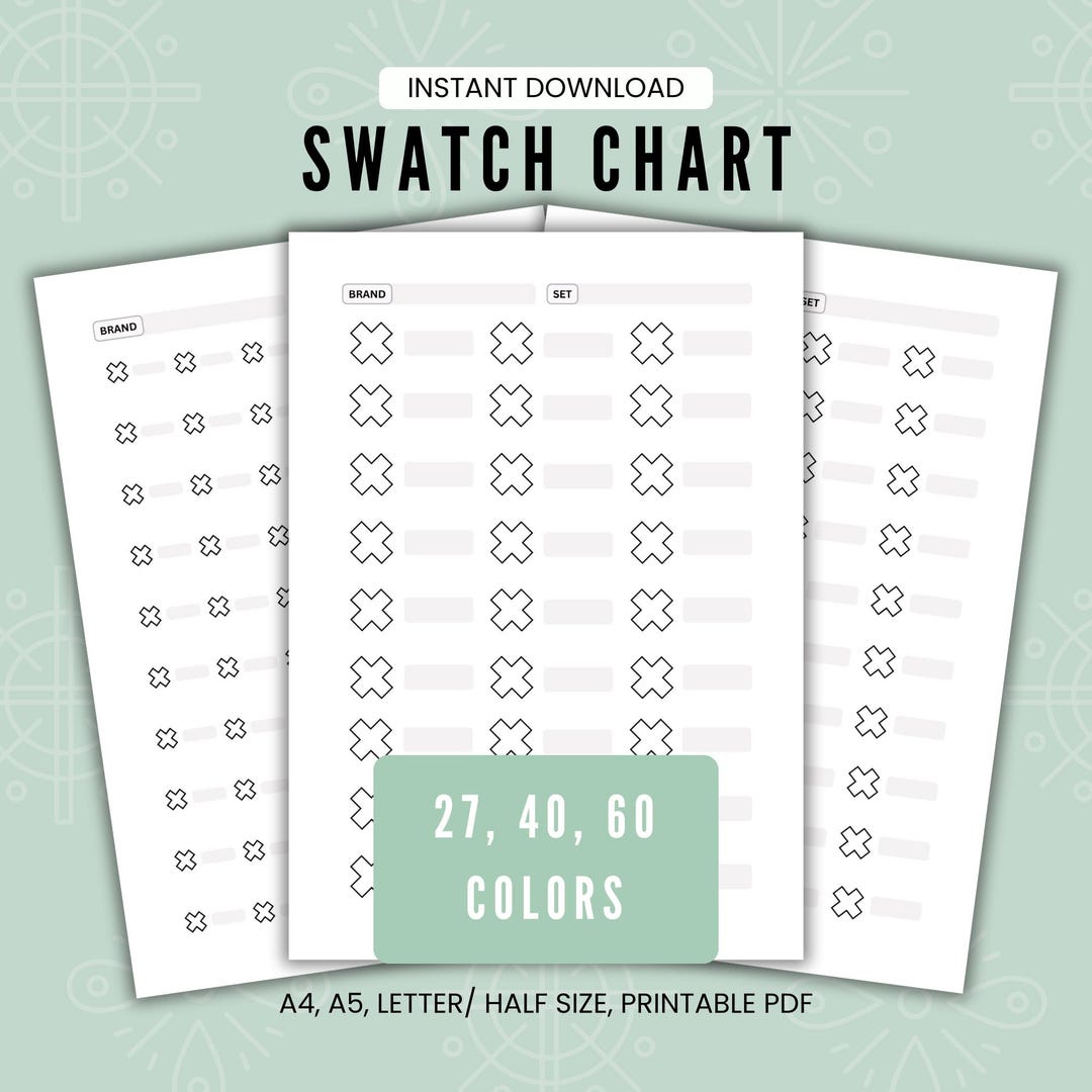 Blank Color Swatch Chart Set, Template (PDF) - Etsy