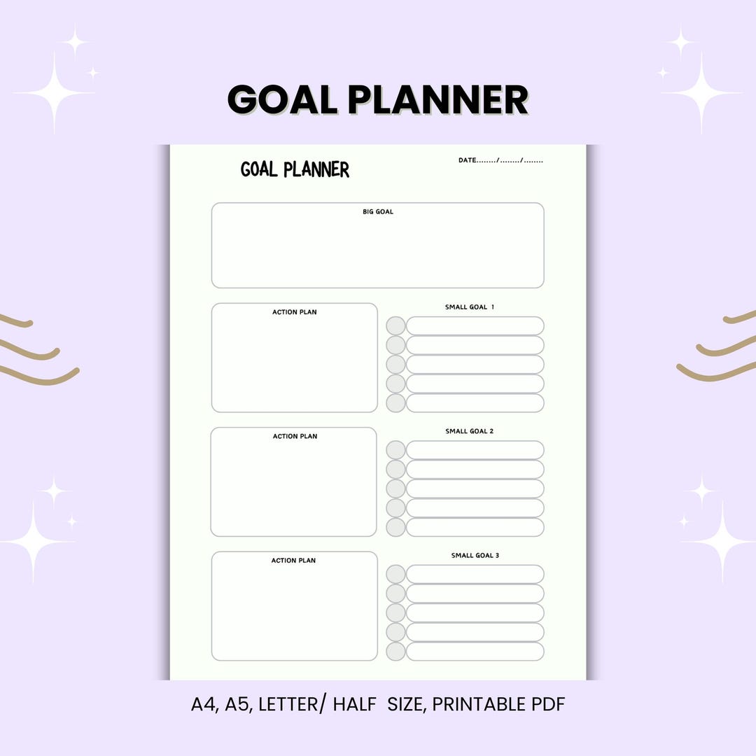 Printable Goal Settings Worksheet, Simple Goal Planner, SMART Goals ...