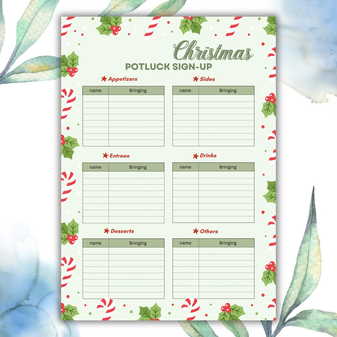 Christmas Party Checklist/todolist, Menu Planner & Potluck Sign-up ...