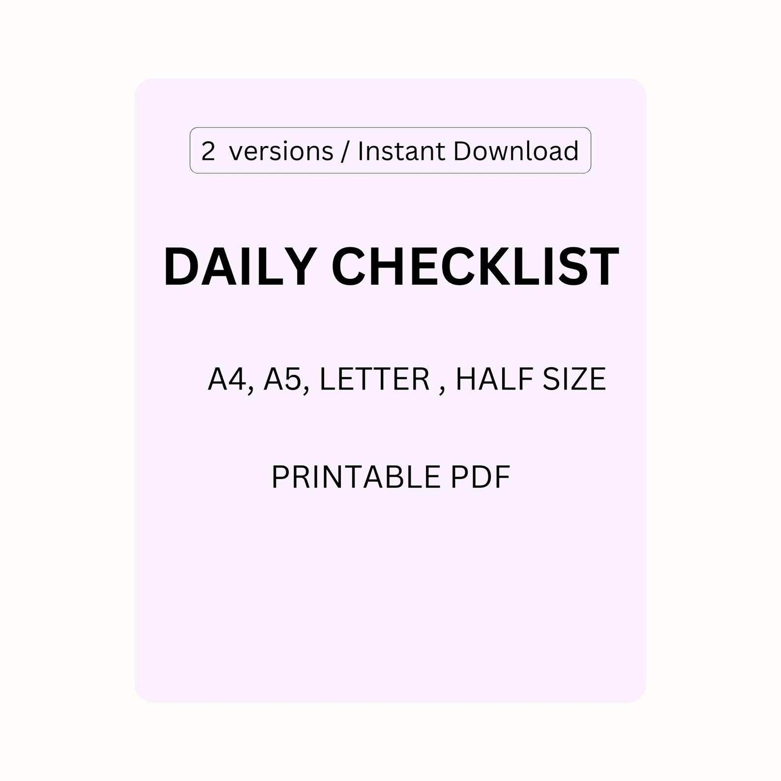 Daily Checklist Printable & Fillable, to Do List Template, Work/home ...