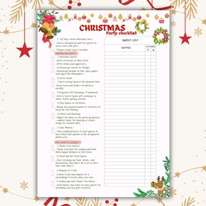 Christmas Party Checklist, Menu Planner, Potluck Sign-up (printable) - Etsy