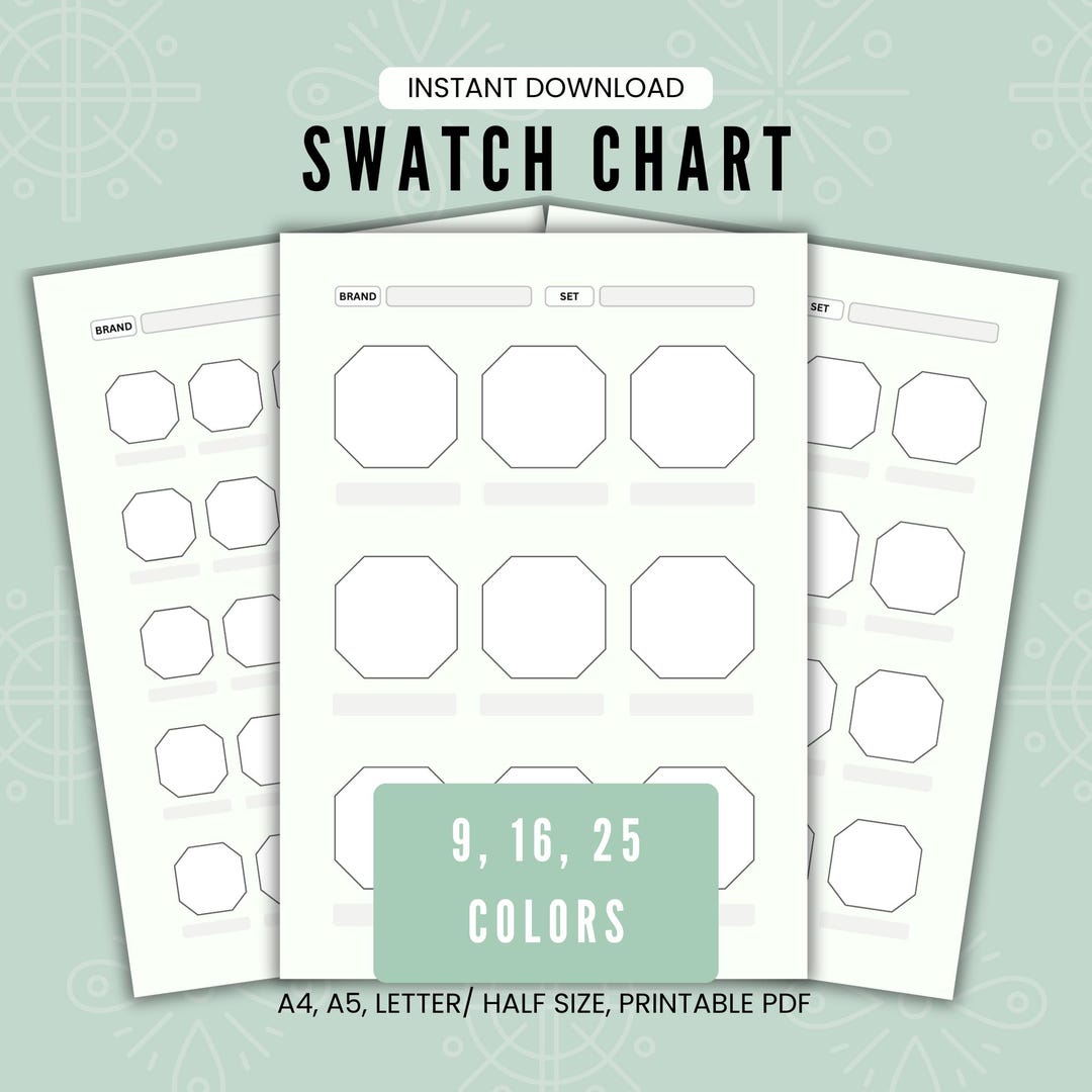 Blank Color Swatch Chart Template (printable PDF) - Etsy